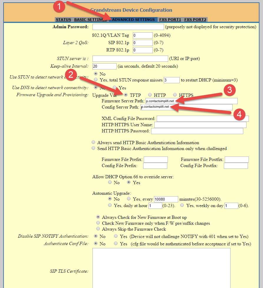 Simplifi Contact - Auto-Provision a Grandstream HT series ATA